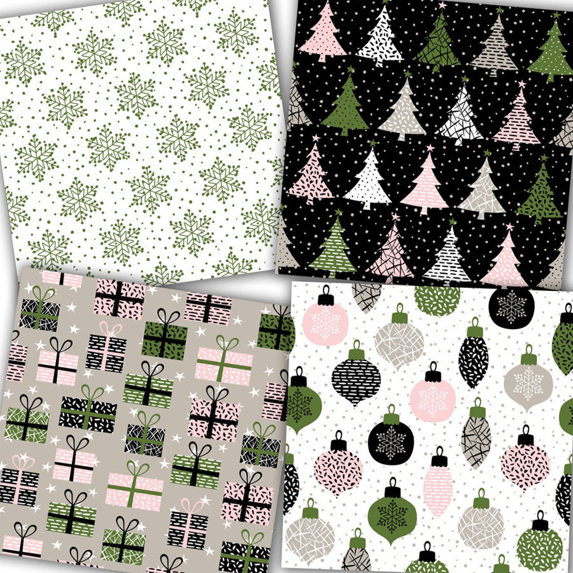 Modern Xmas Digital Paper Christmas Seamless Patterns Trendy - Etsy