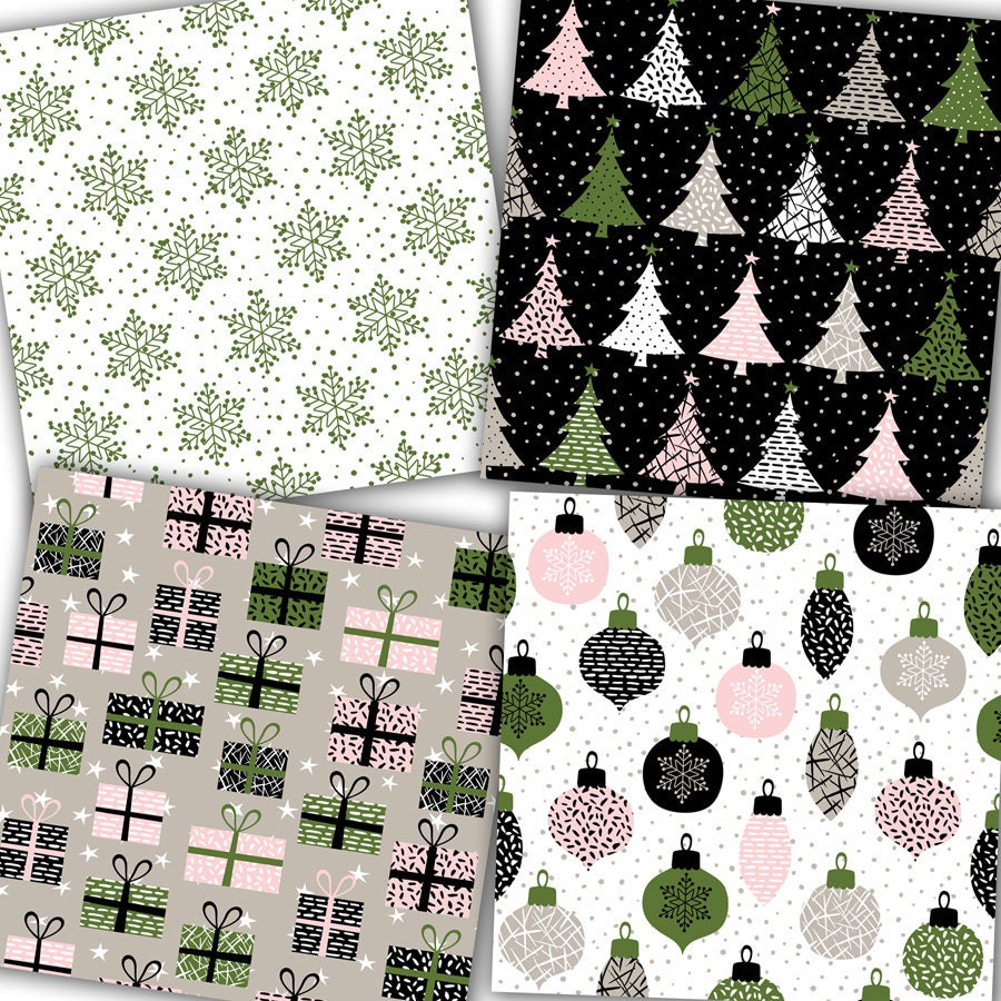 Modern Xmas Digital Paper Christmas Seamless Patterns Trendy - Etsy