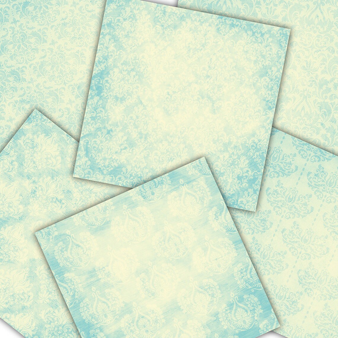 Vintage Blue Distressed Damasks Blue Grunge Digital Papers - Etsy