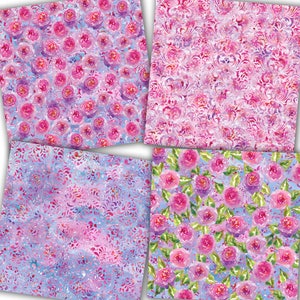 Floral Digital Paper: "watercolor Floral" Pink and Purple Floral ...
