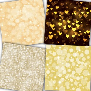 Gold Digital Paper: "gold Bokeh and Glitter" Bokeh Digital Paper, Gold ...