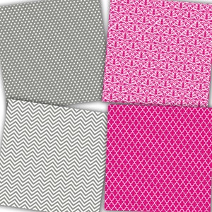 Pink and Gray Digital Paper: "pink and Gray Patterns" for Invitations ...