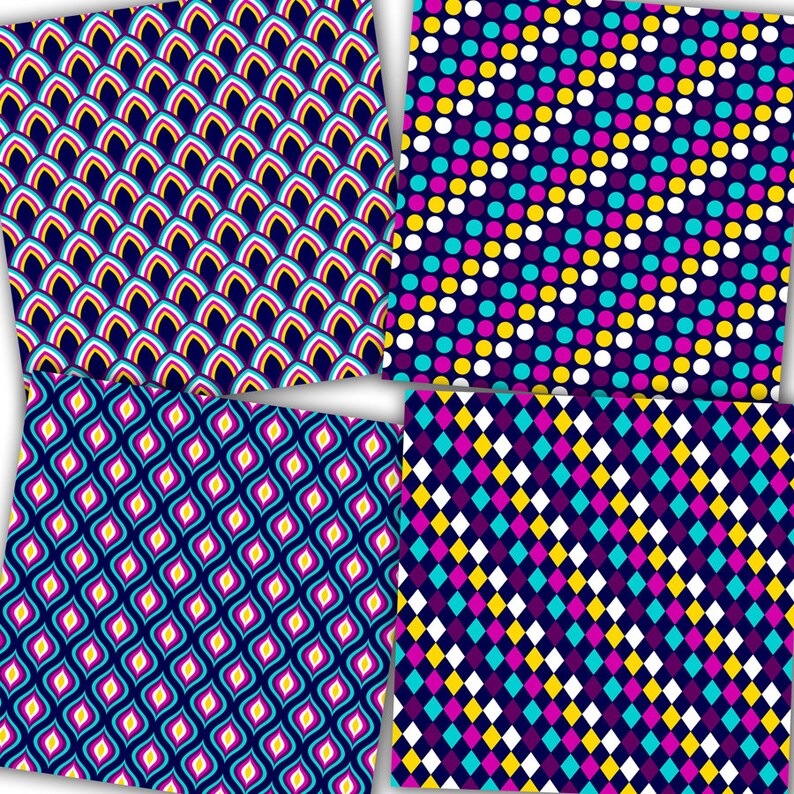 Geometric Digital Paper: geometric Patternsneon | Etsy