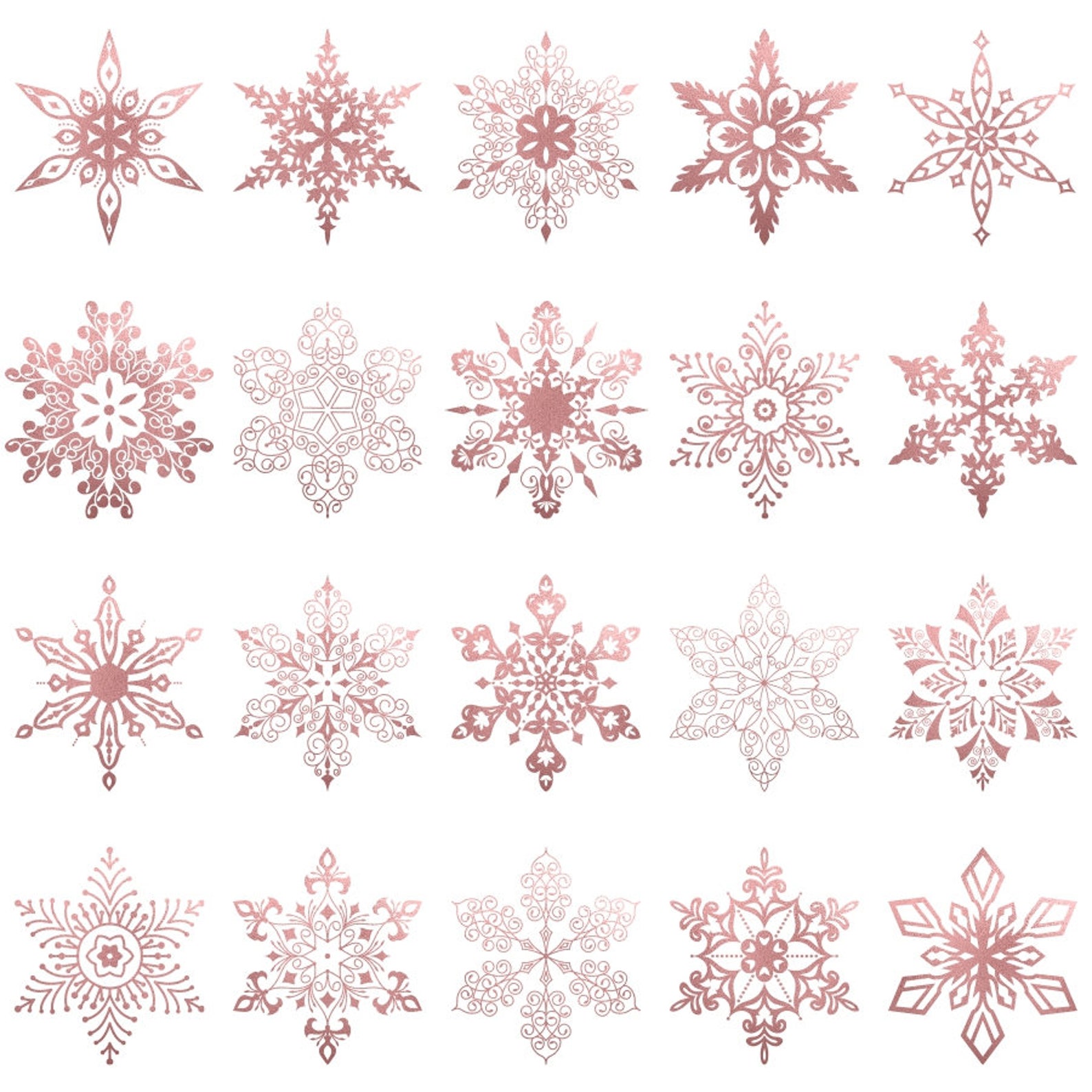 Snowflake Clipart Rose Gold Snowflake Christmas Snowflake | Etsy