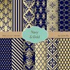 Navy and Gold Digital Paper: navy and Gold Scrapbook Paper, for ...