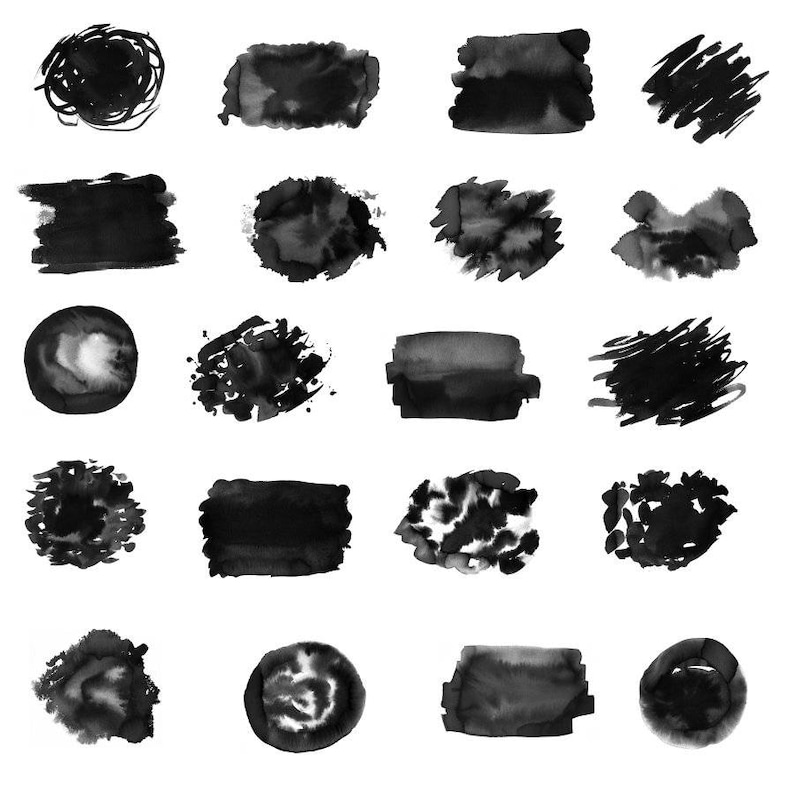 Black Watercolor Splash Clipart Watercolor Brush Strokes - Etsy