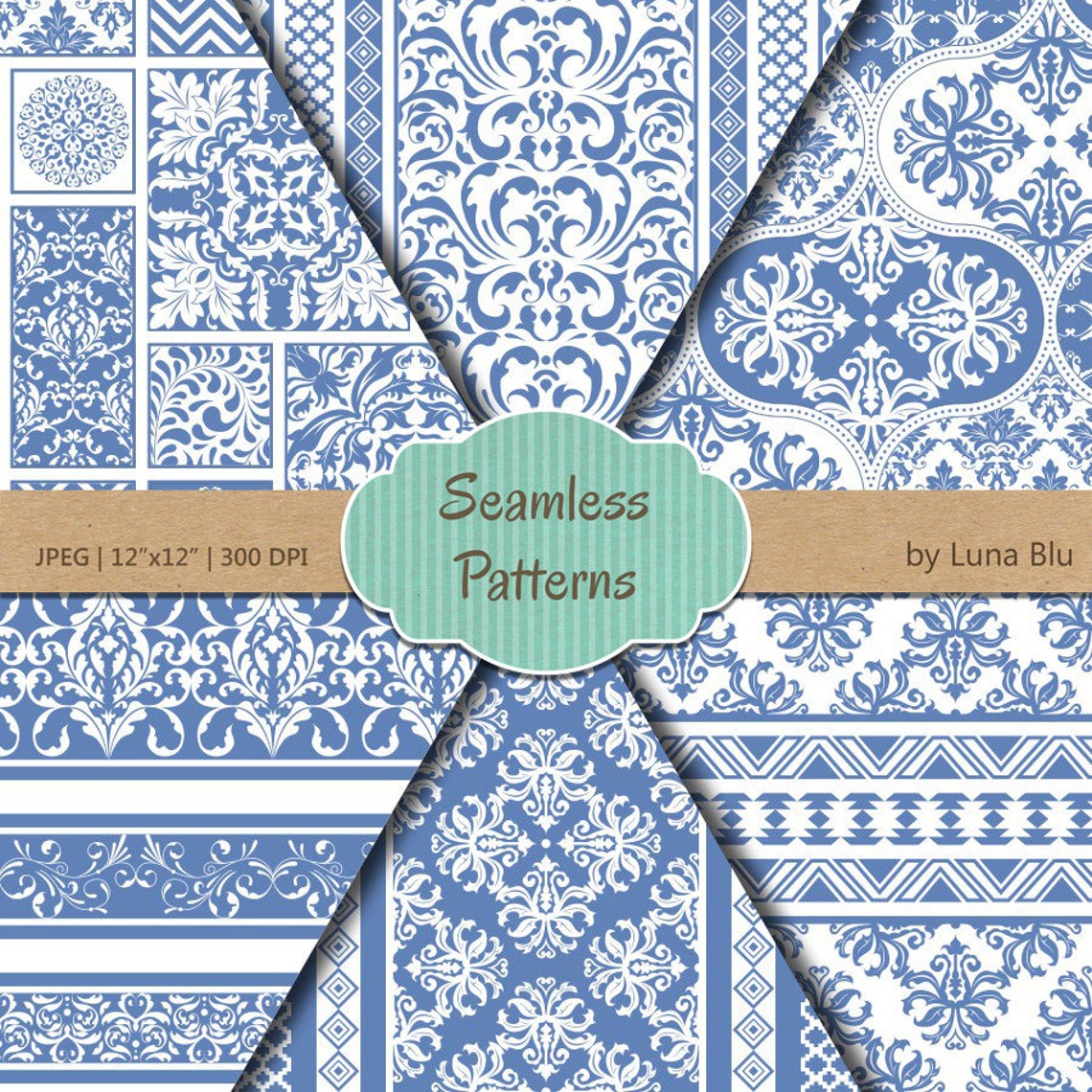 Blue Scrapbook Paper: french Blue Patterns French | Etsy