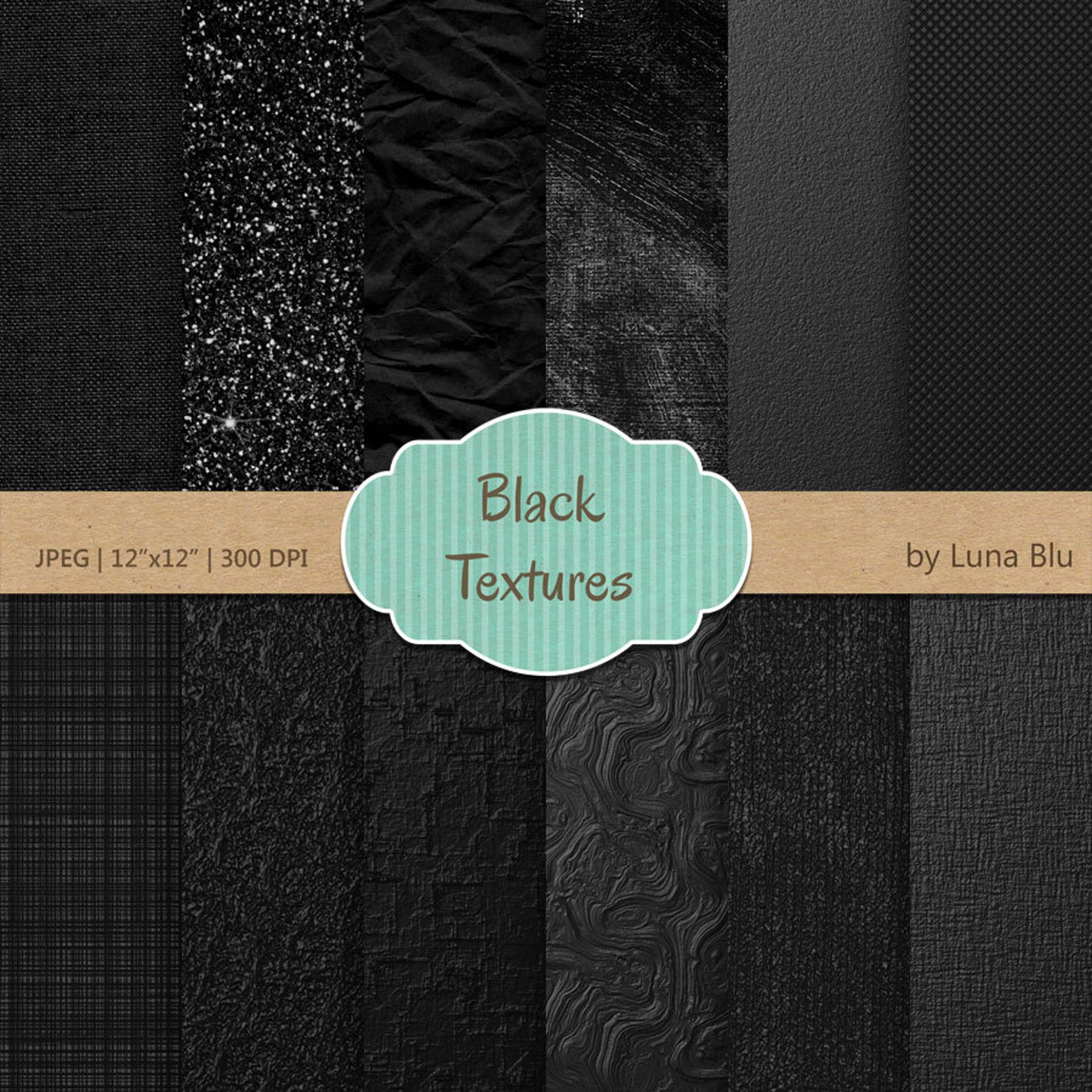 Textured Digital Paper: black Textures Black - Etsy