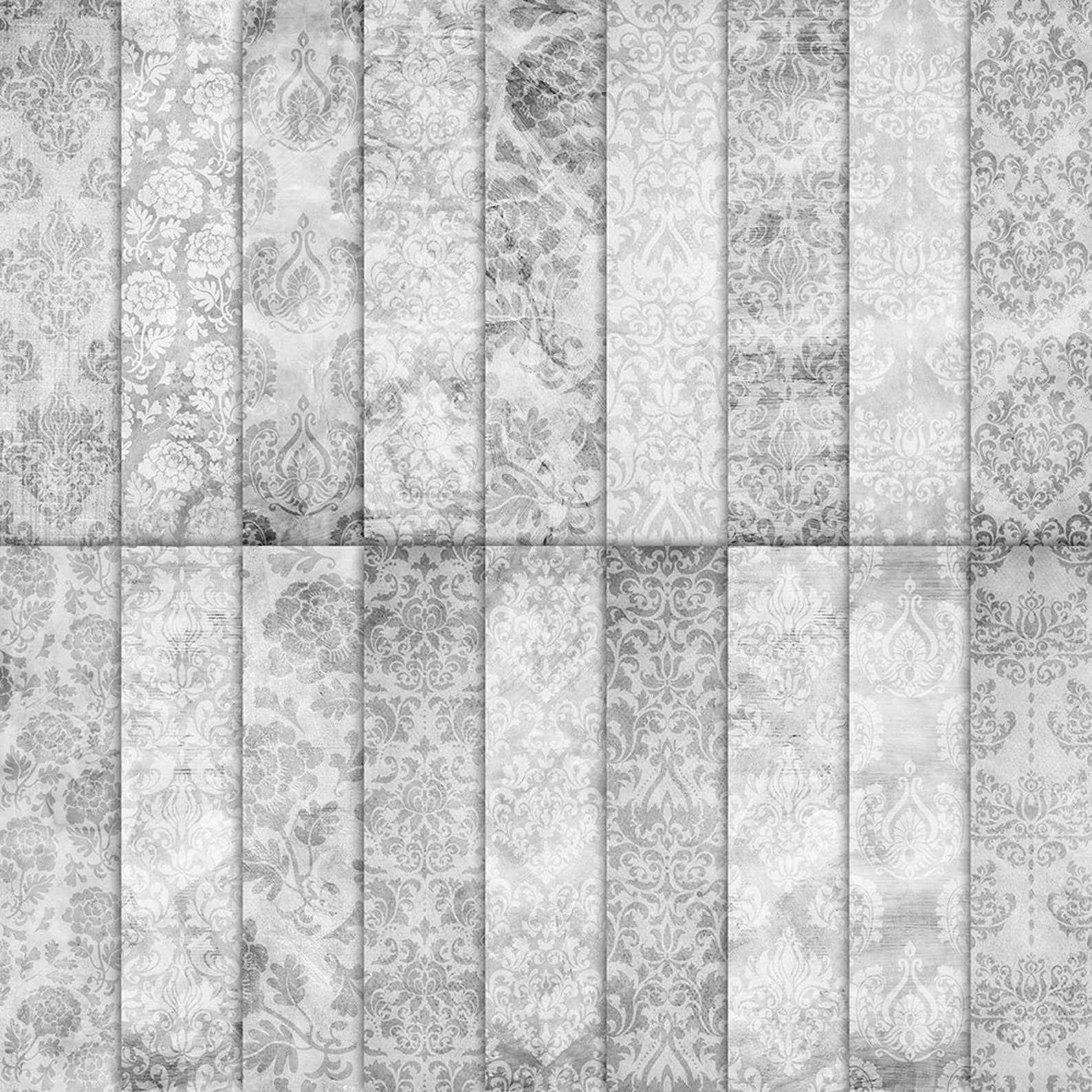 Distressed Damask Digital Paper: Gray Grunge Textures (12x12, 300dpi ...