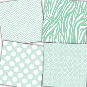 Mint Digital Paper: "mint Patterns" Mint Green Backgrounds, With ...