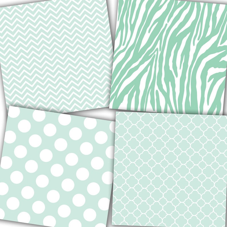 Mint Digital Paper: mint Patterns Mint Green | Etsy
