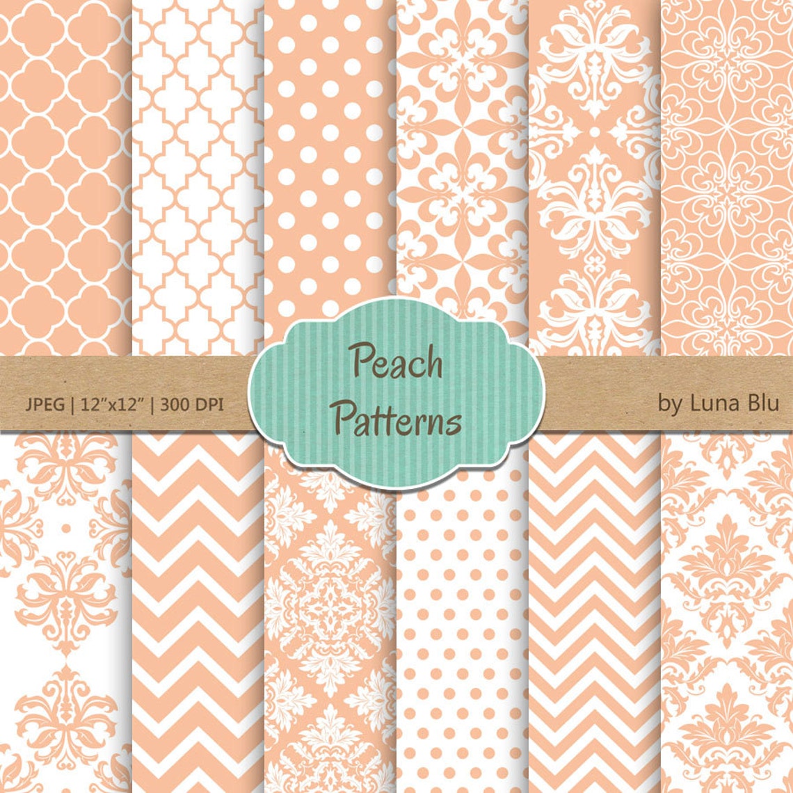 Peach Digital Paper: peach Patterns Pastel Peach | Etsy