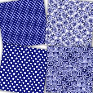Navy Digital Paper: "navy Blue Patterns " Ultramarine, Royal, Midnight ...
