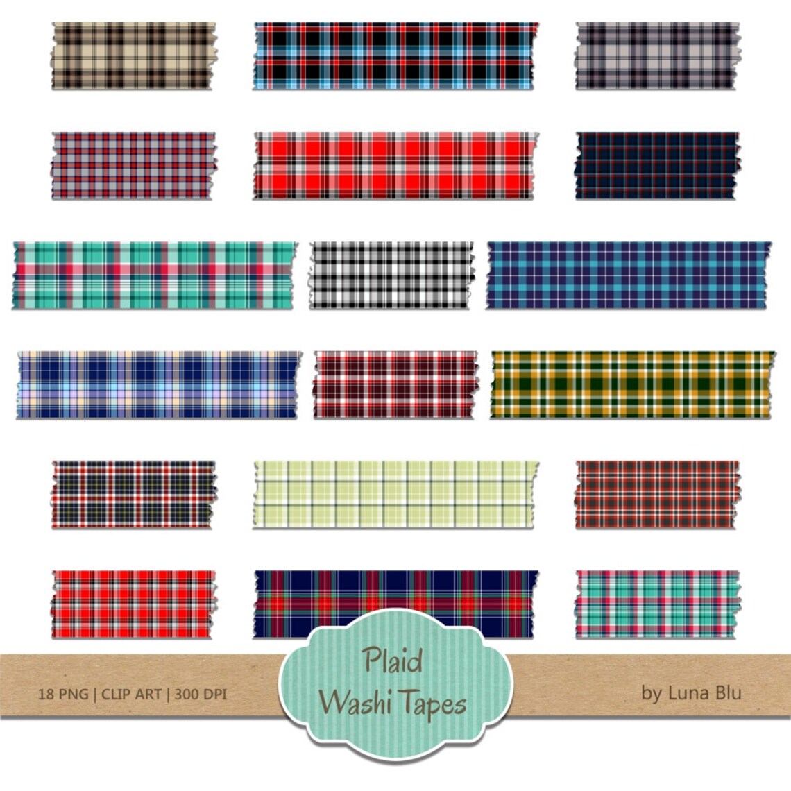 Digital Washi Tape: plaid Washi Tape Clipart - Etsy