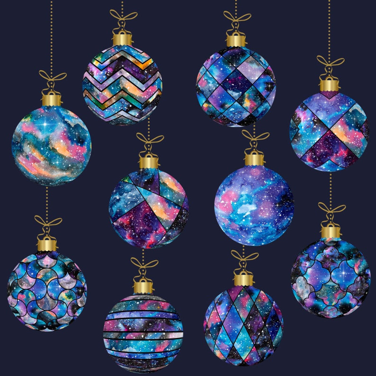 Christmas Clipart Watercolor Galaxy Christmas Clipart - Etsy
