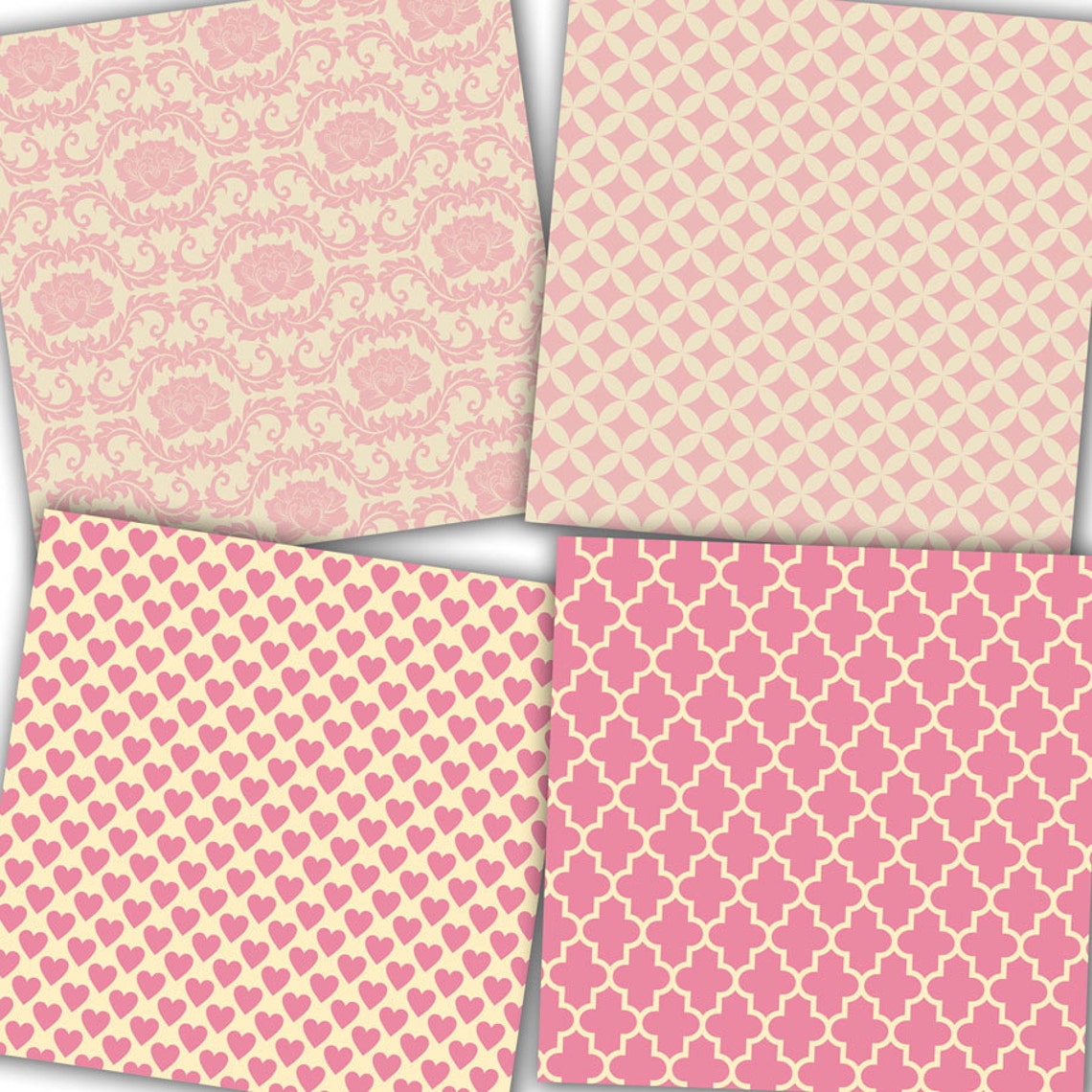 Digital Paper Pack: vintage Pink Patterns Pastel - Etsy