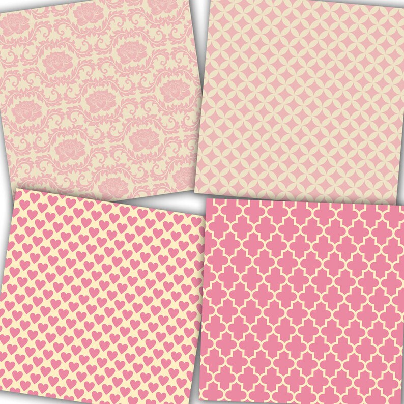 Digital Paper Pack: vintage Pink Patterns Pastel - Etsy