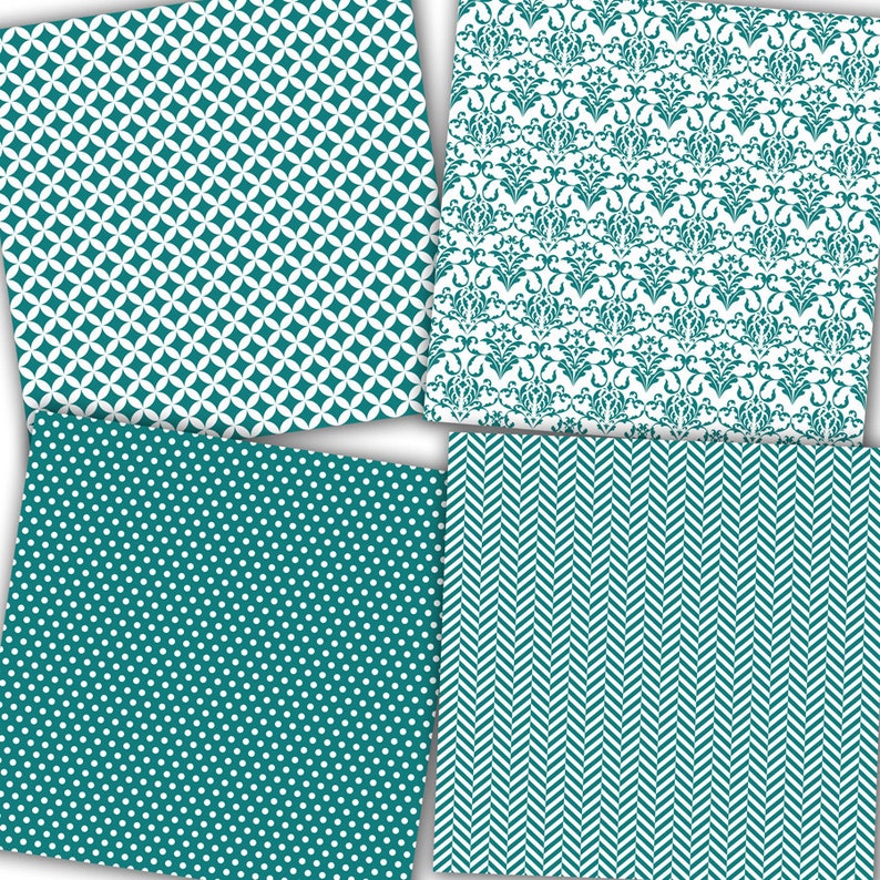 Teal Digital Paper: teal Patterns Blue Gray Blue | Etsy