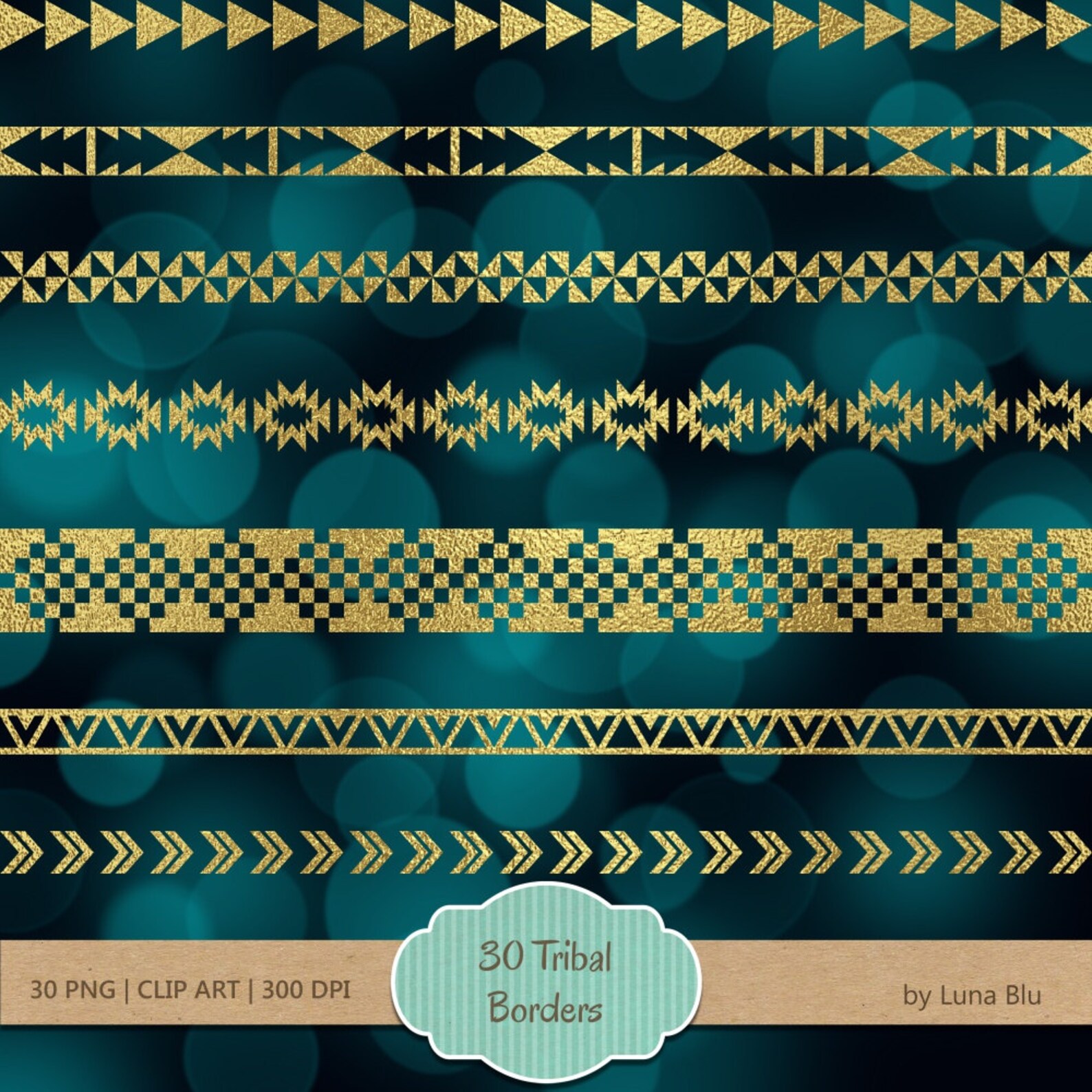 Tribal clipart: Gold Tribal Borders 30 gold foil | Etsy