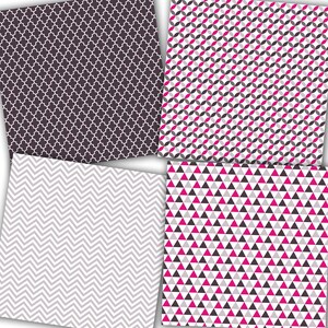 Pink and Gray Digital Paper: "pink and Gray Geometric" Digital Paper ...