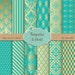 Turquoise and Gold Digital Paper: turquoise and Gold | Etsy