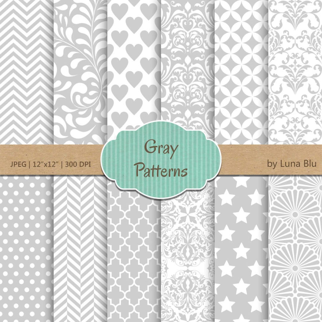 Gray Digital Paper: "gray Patterns " Gray Scrapbook Papers, for ...