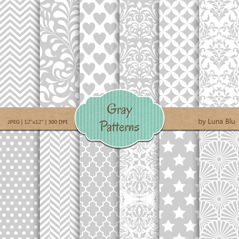 Gray Digital Paper: gray Patterns Gray Scrapbook - Etsy