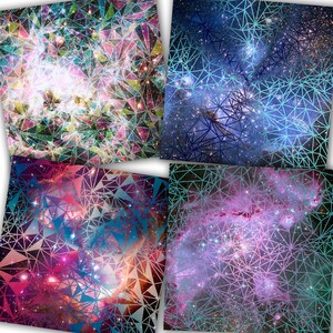 Geometric Digital Paper Pack: "galaxy Background" Triangles Digital ...