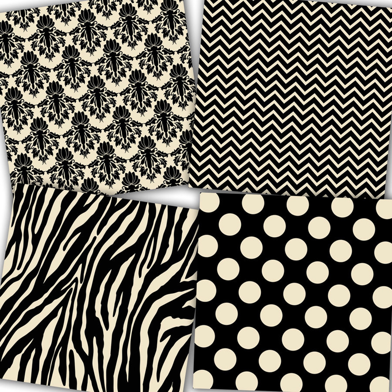 Black and Cream Digital Paper: black and Cream - Etsy