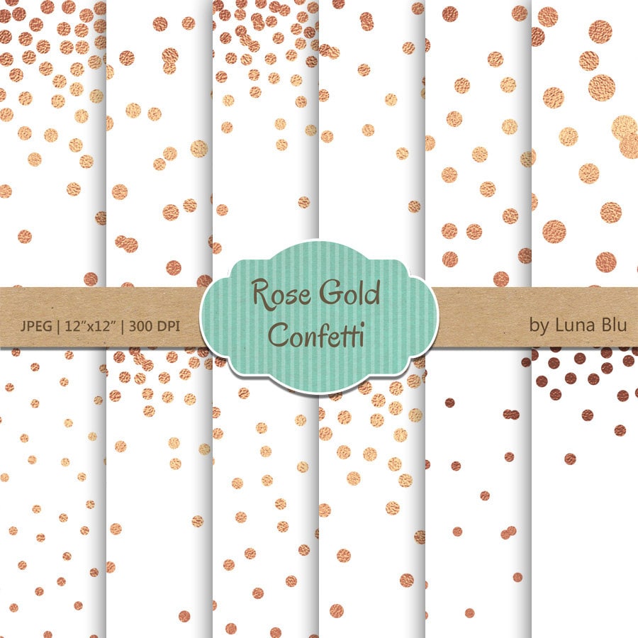 Confetti Digital Paper: rose Gold Confetti Rose - Etsy