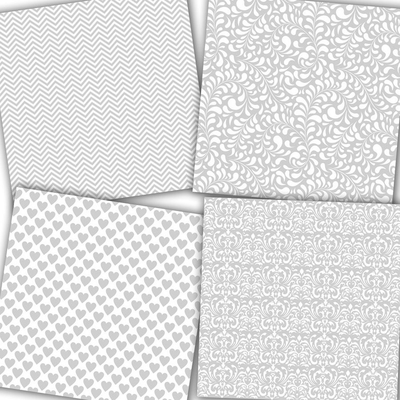 Gray Digital Paper: gray Patterns Gray Scrapbook - Etsy