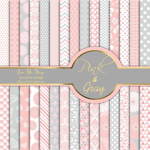 Pink and Gray Digital Paper Commercial Use Pink Digital Paper | Etsy