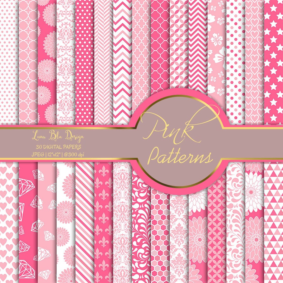 Pink digital backgrounds pink digital paper pack pink | Etsy