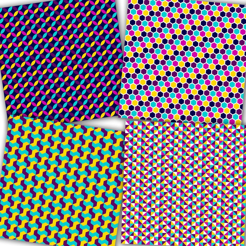 Geometric Digital Paper: geometric Patternsneon | Etsy