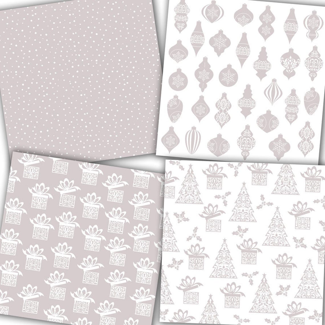White Christmas Digital Paper White Christmas Backgrounds | Etsy