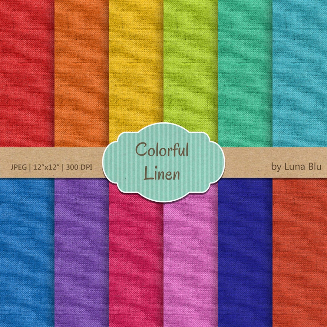 Linen Digital Paper: "colorful Linen" Rainbow Digital Paper, Linen ...