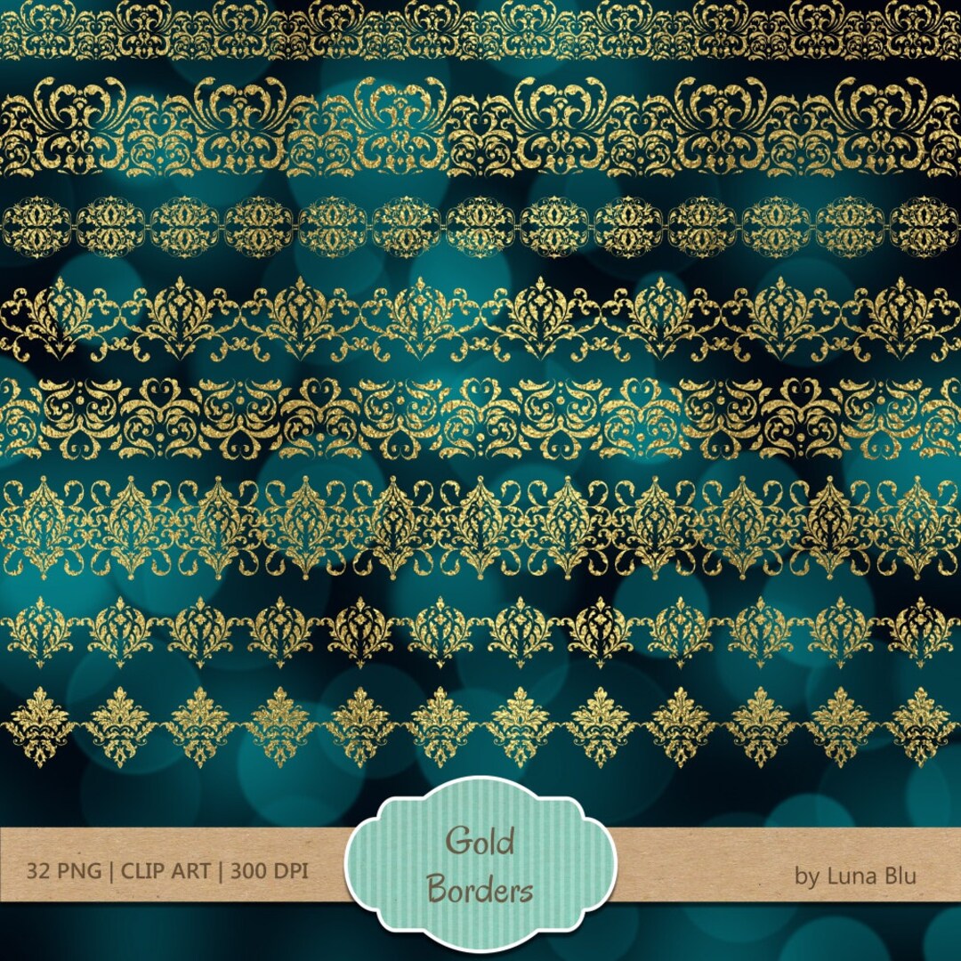 Gold Borders: "damask Borders" "flourish Borders" 32 Border Clip Art ...