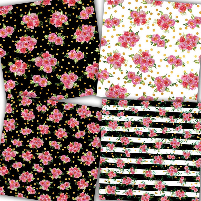 Watercolor Floral Digital Paper: watercolor - Etsy