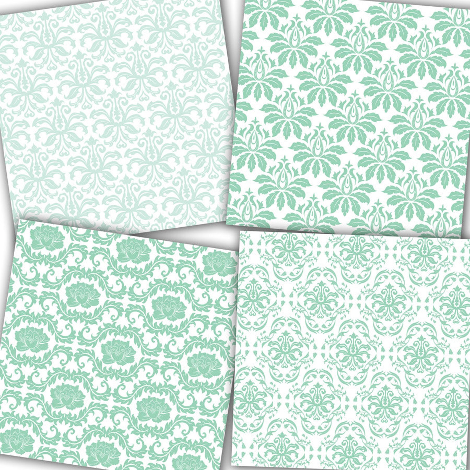 Damask Digital Paper: mint Damasks Mint Green - Etsy