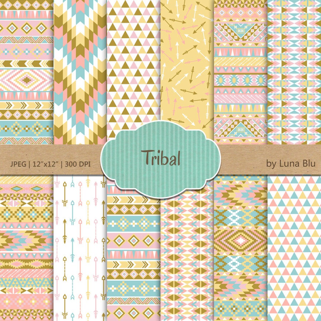 Tribal Pattern Digital Paper: Aztec Geometric Designs (digital Download ...