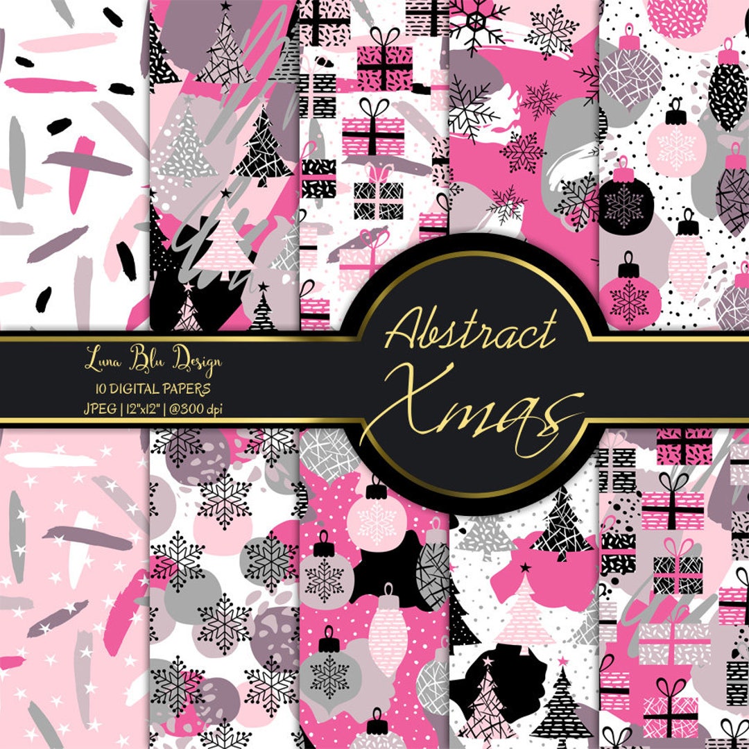 Modern Christmas Backgrounds, Christmas Abstract Patterns, Hand Drawn ...