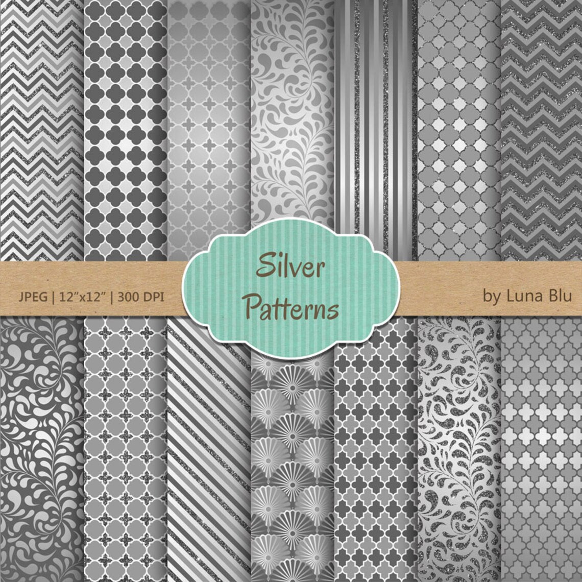 Silver Digital Paper: silver Patterns Grey Digital - Etsy