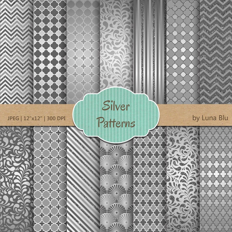 Silver Digital Paper: silver Patterns Grey Digital - Etsy