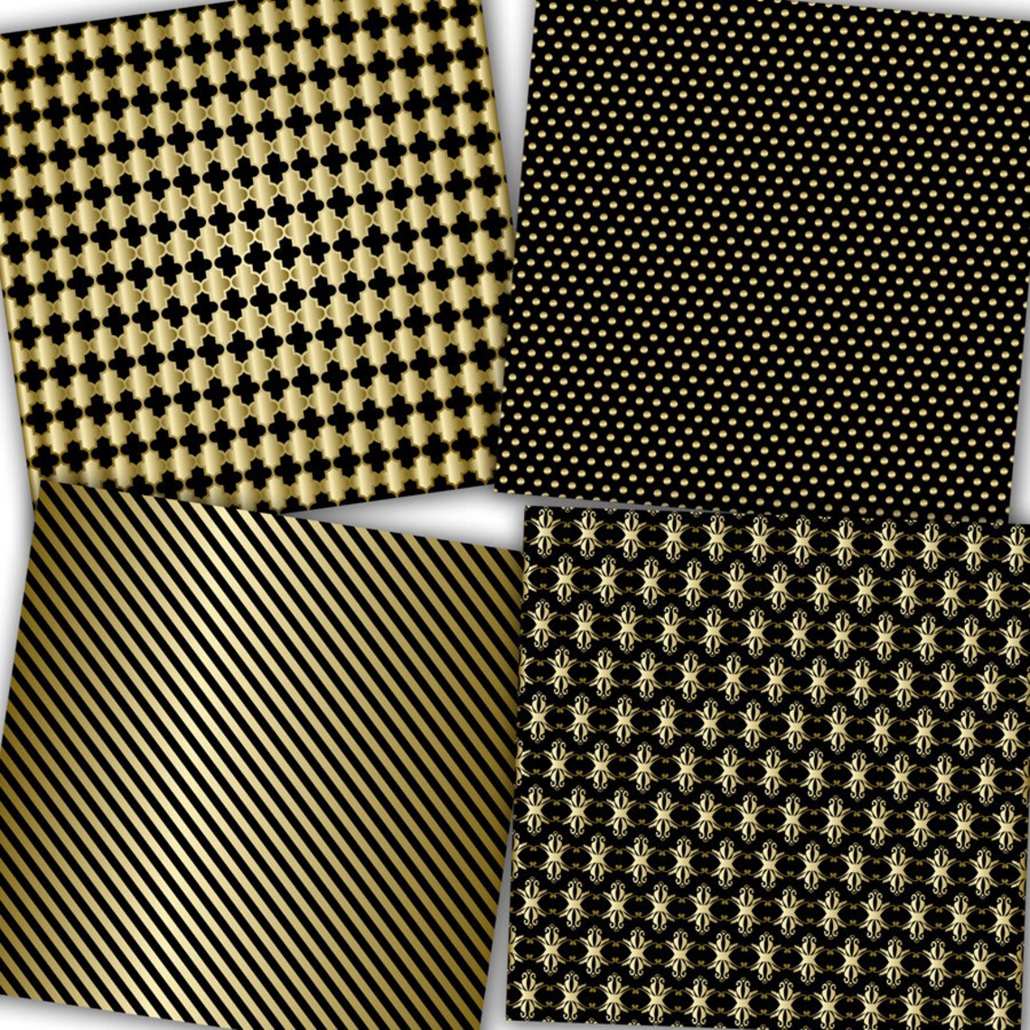 Black and Gold Digital Paper: metallic Gold Patterns | Etsy