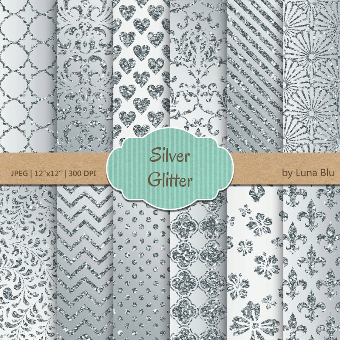 Silver Glitter Digital Paper: silver Glitter - Etsy