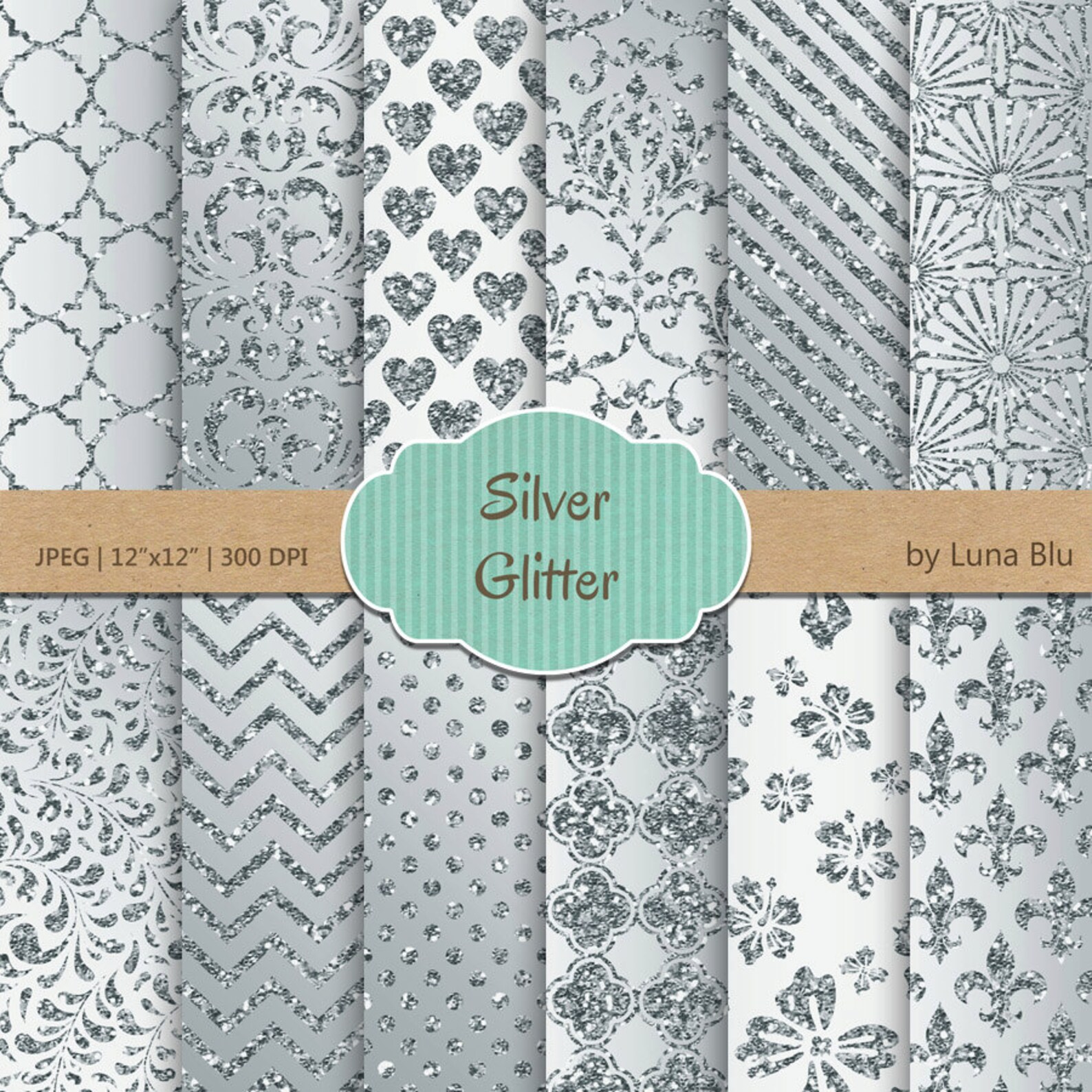 Silver Glitter Digital Paper: silver Glitter - Etsy