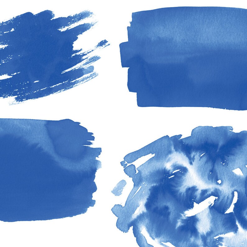 Watercolor Splash Clipart Blue Watercolor Brush Strokes Blue - Etsy