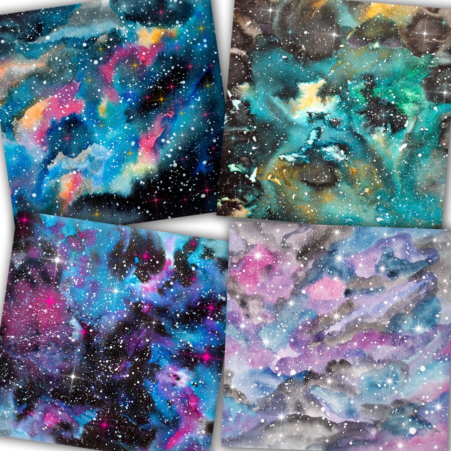 Galaxy Digital Paper: watercolor Galaxy Watercolor | Etsy