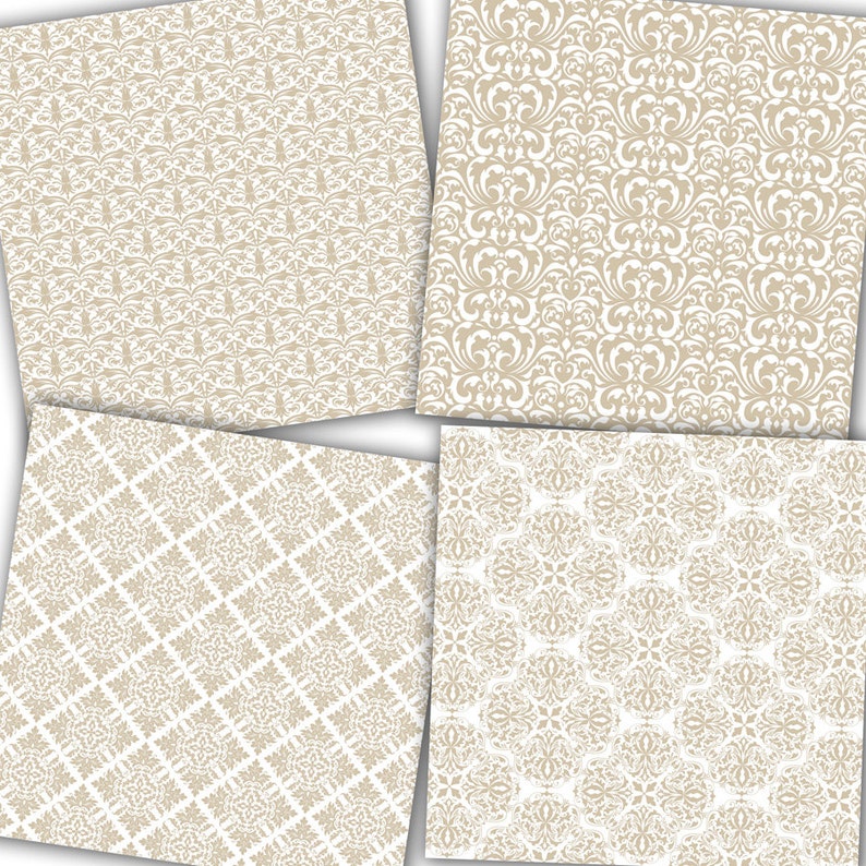 Tan Damask Digital Paper: tan Damask Patterns Tan - Etsy