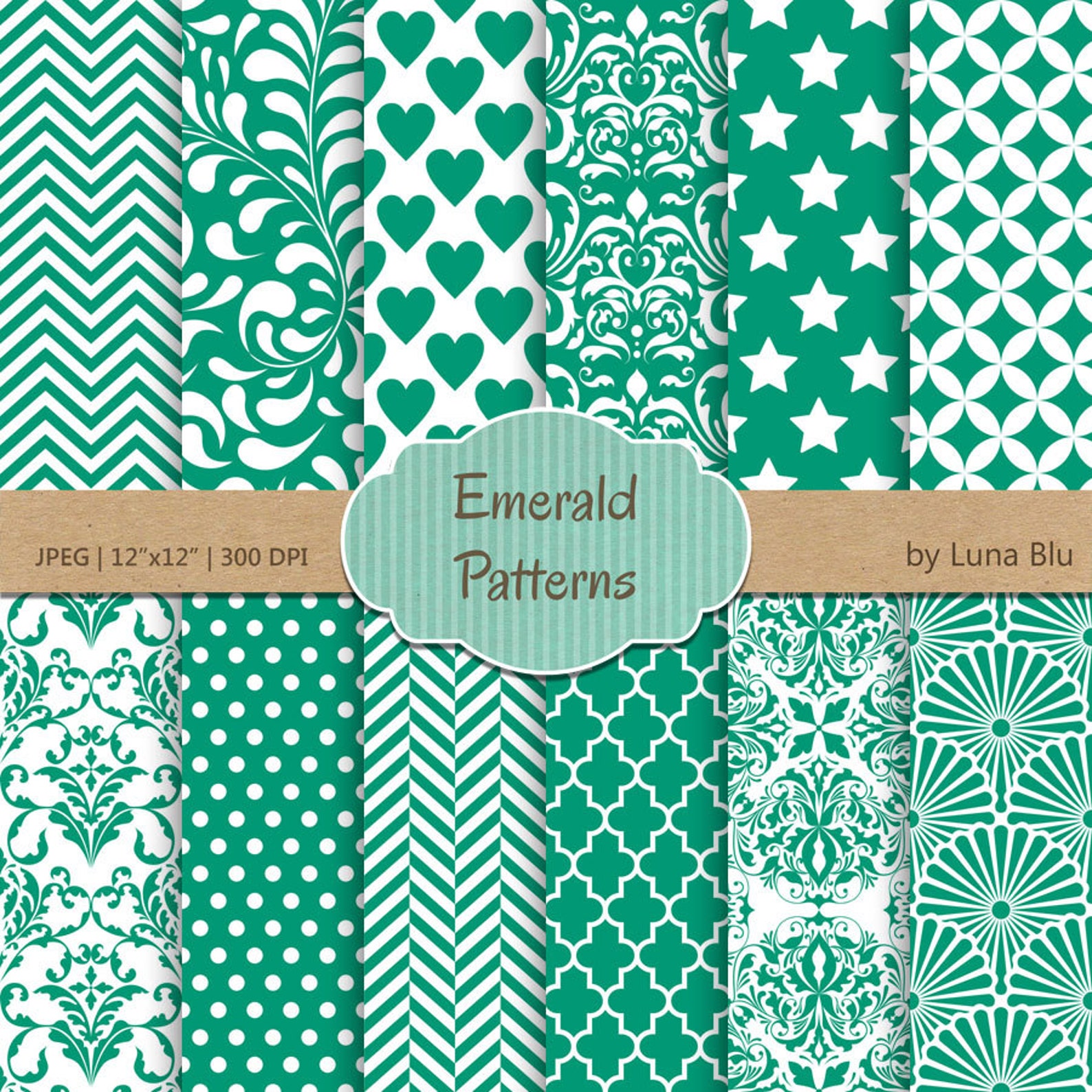 Emerald Digital Paper: emerald Patterns for - Etsy Ireland